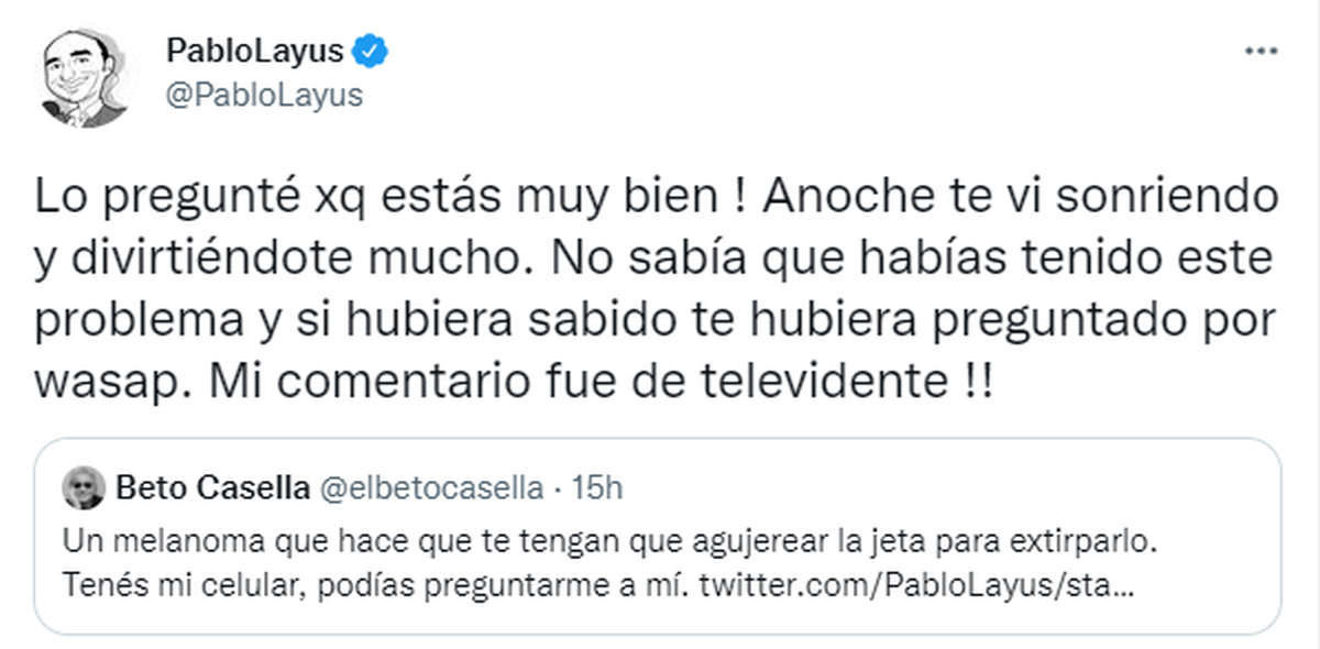 Pablo Layús le respondió a Beto Casella