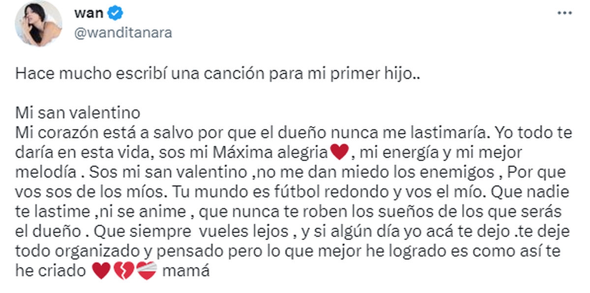 Wanda Nara compartió la letra de la canción que le compuso a su hijo: ¿se lanza como cantante ...